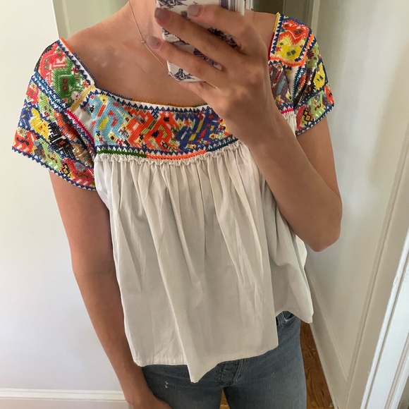 Tops | Handbeaded Mexican Colorful Top | Poshmark